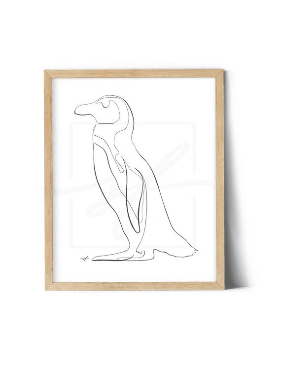 African Penguin Minimalist One Line Drawing Digital Download | Etsy