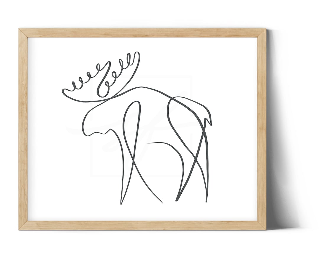 Minimalist Moose Line Drawing, Digital Download - Etsy