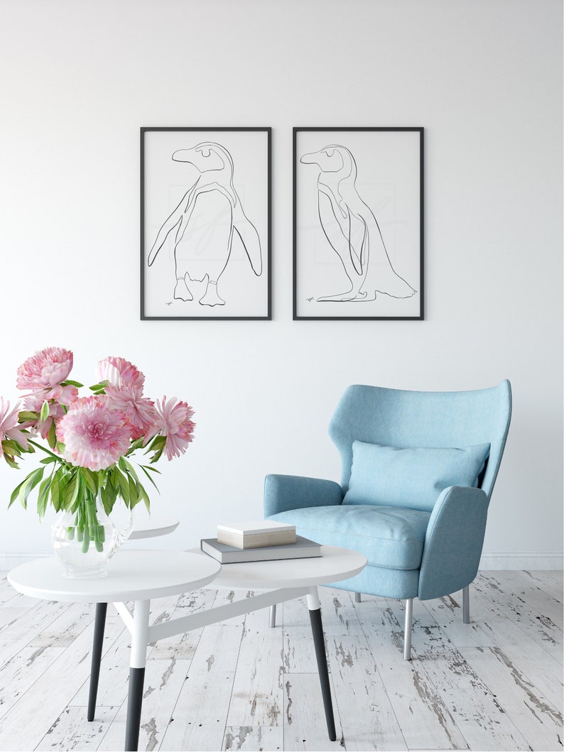 African Penguin Minimalist One Line Drawing, Digital Download - Etsy