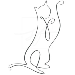 Minimalist Playful Cat Single Line Art, Digital Print - Etsy