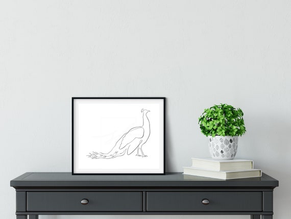 Minimalist Peacock One Line Drawing | Etsy