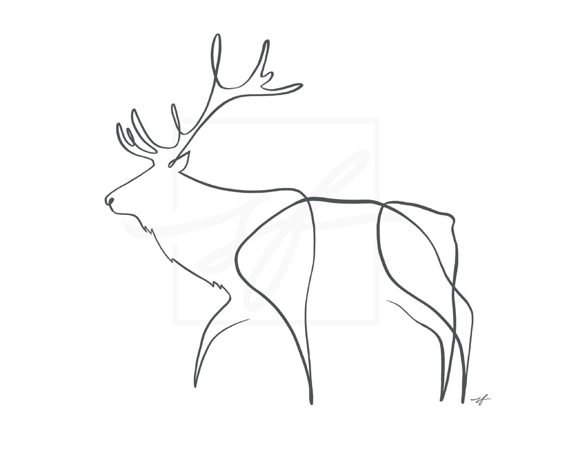Minimalist Elk Single Line Drawing Digital Download - Etsy