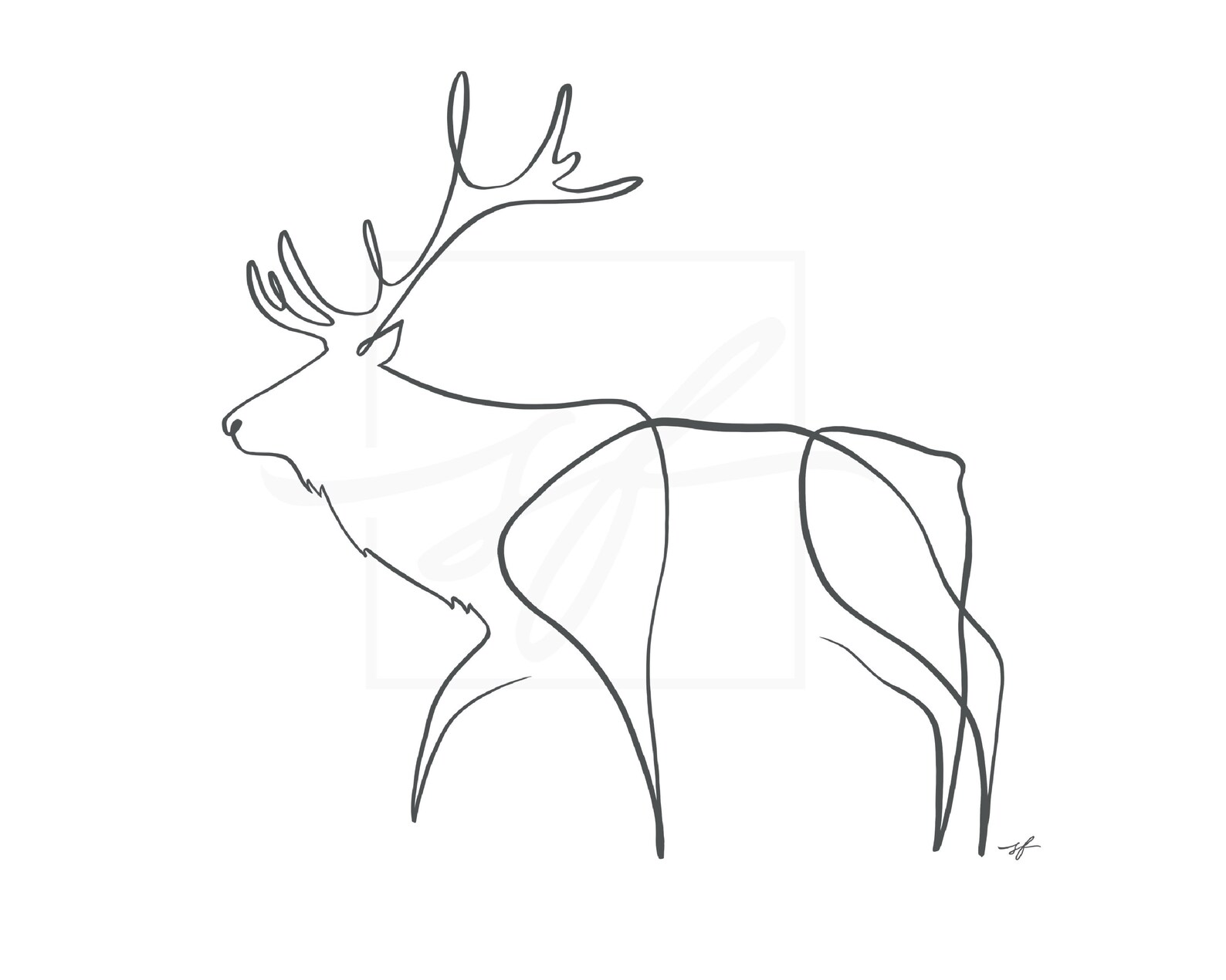 Minimalist Elk Single Line Drawing, Digital Download - Etsy