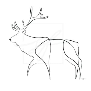 Minimalistische Elch Single Line Zeichnung, digitaler Download - Etsy.de