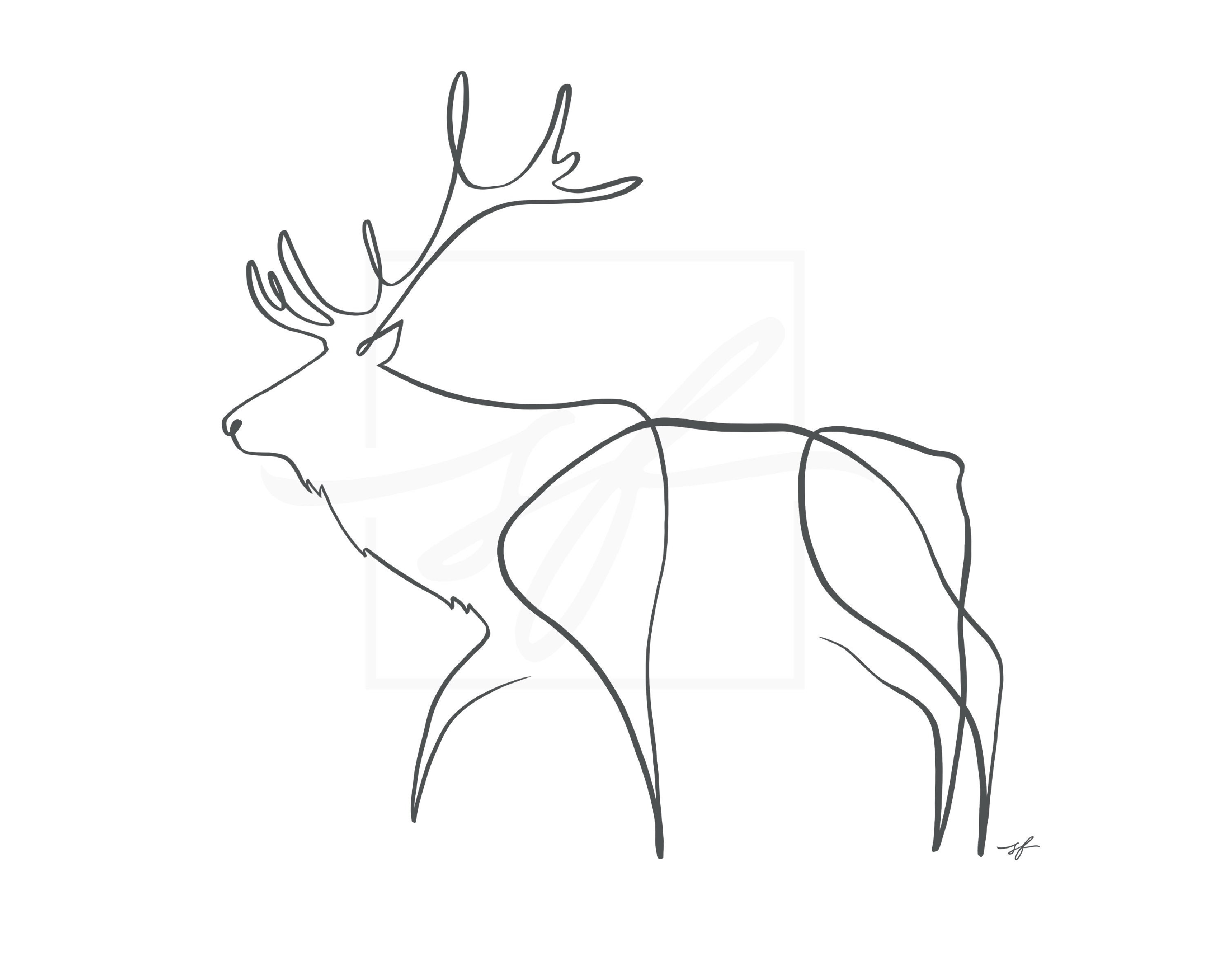 Minimalist Elk Single Line Drawing, Digital Download - Etsy