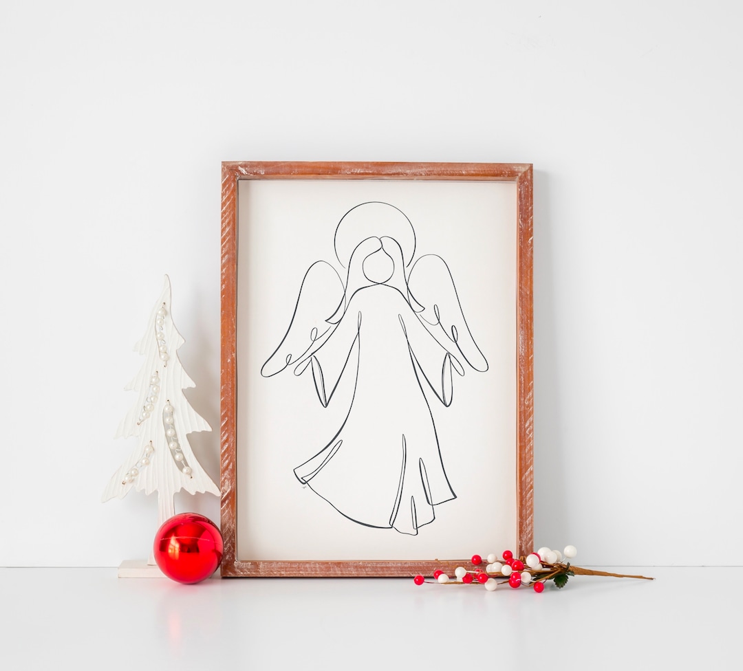 Angel Minimalist One Line Drawing, Digital Download - Etsy