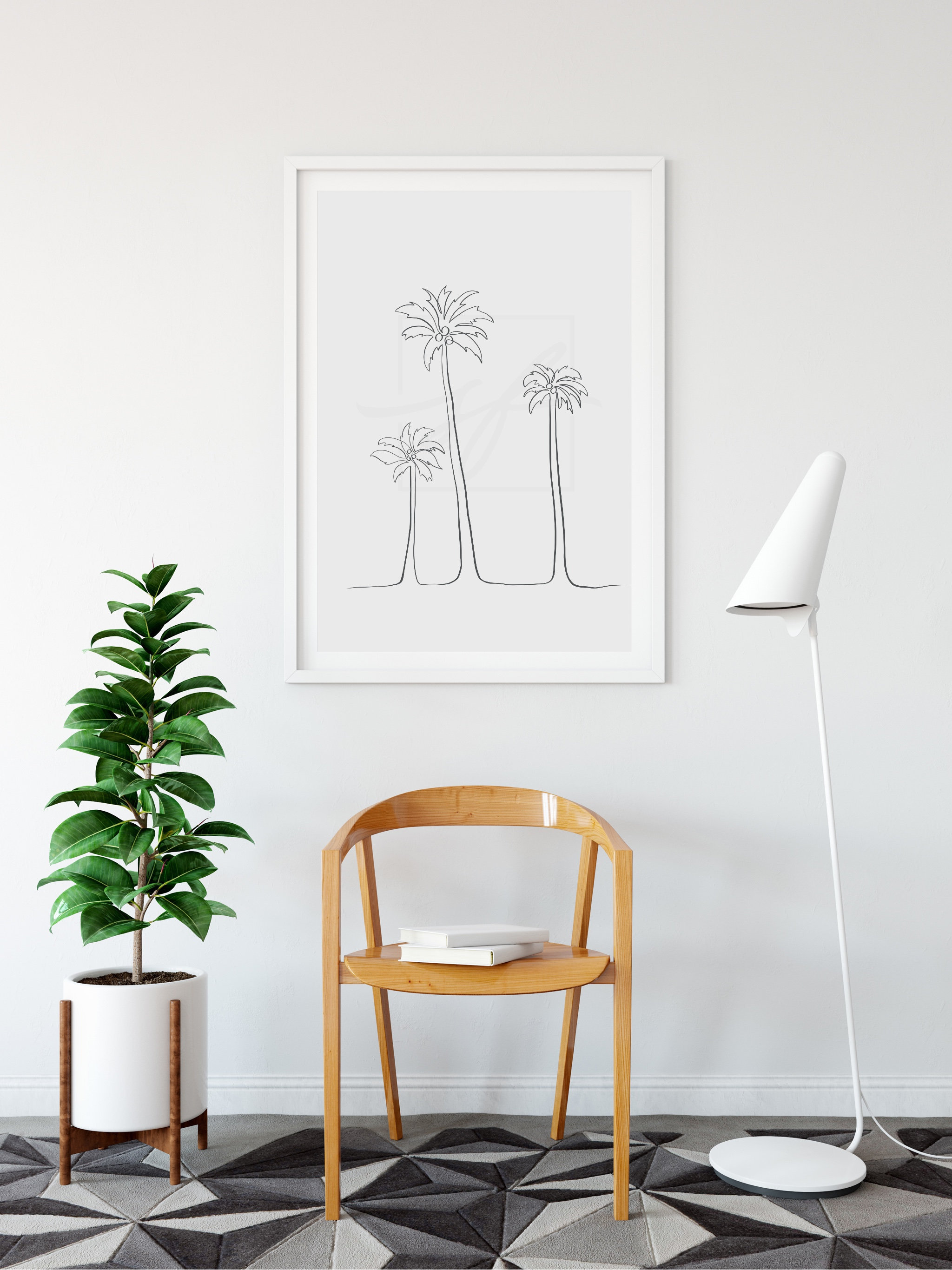 Palm Tree Minimalist One Line Drawing Digital - Etsy