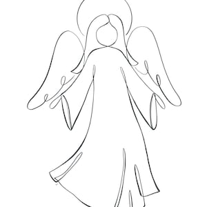 Angel Minimalist One Line Drawing, Digital Download - Etsy