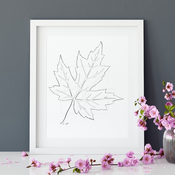 Maple Leaf Line Art - Etsy