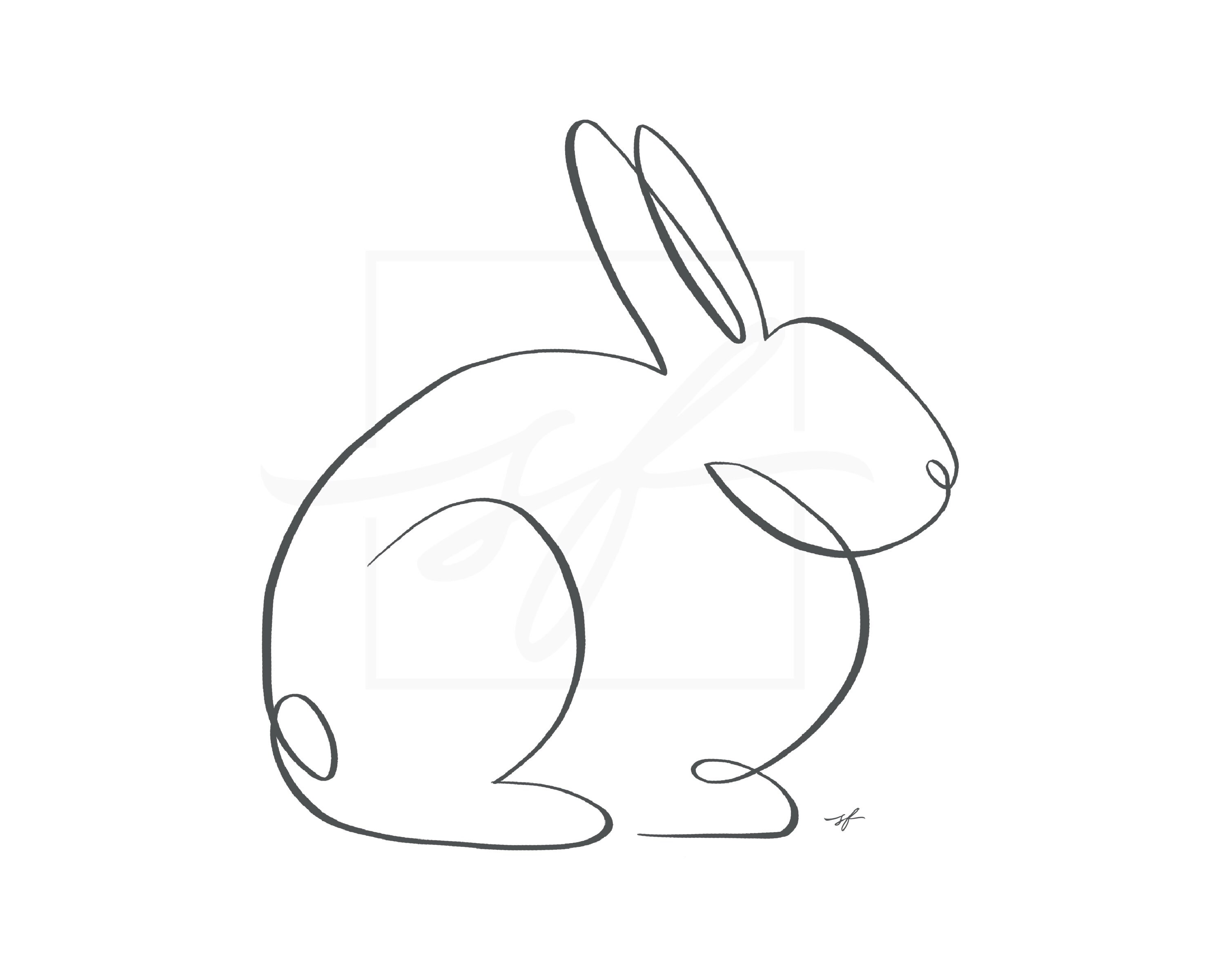 Minimalist bunny single line art digital download | Etsy