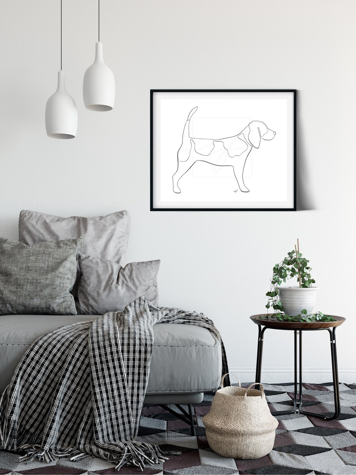 Beagle One Line Minimalist Drawing - Etsy