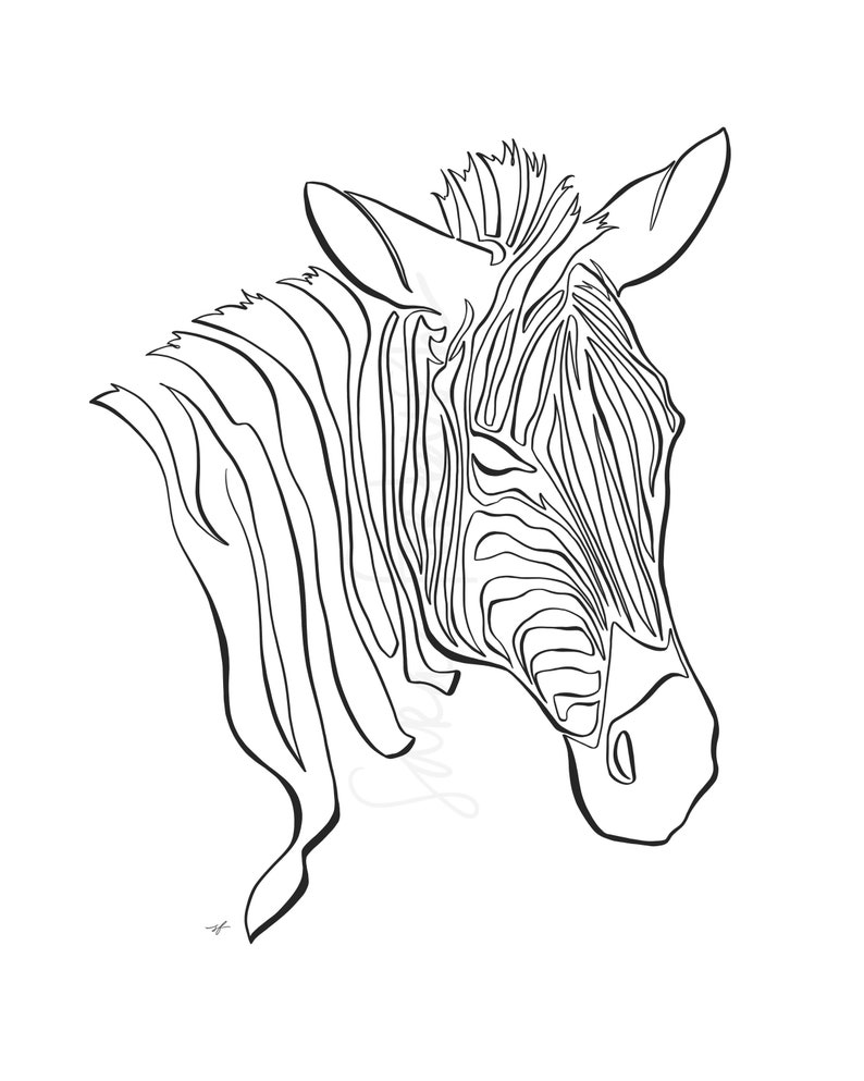 Zebra One Line Drawing Digital Download - Etsy