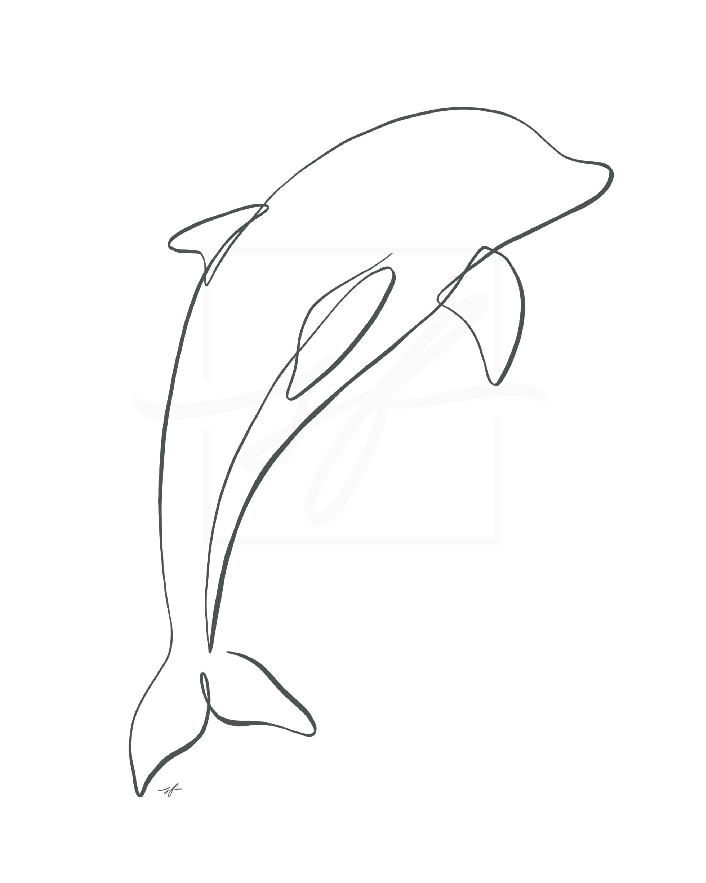 Minimalist Dolphin One Line Drawing - Etsy