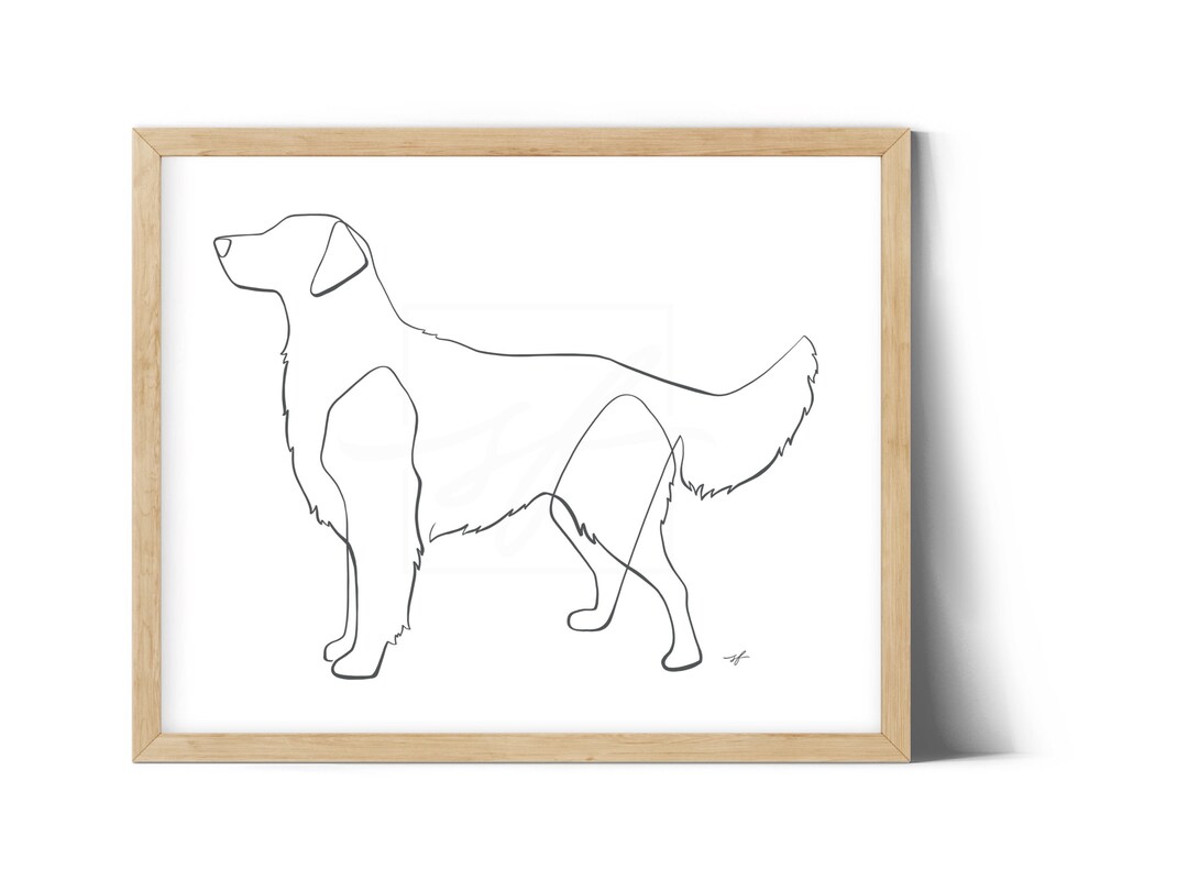 Golden Retriever Continuous Line Minimalist Drawing, Digital Download ...