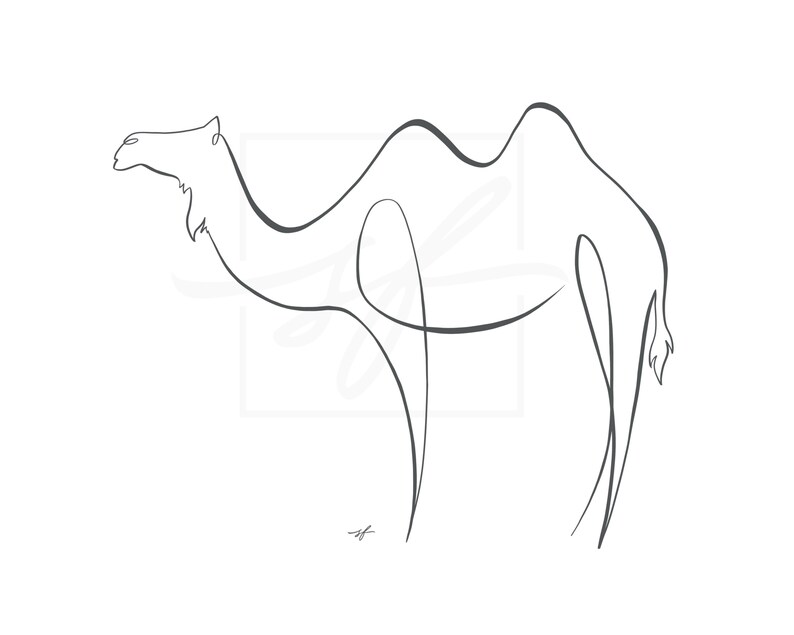 Camel Continuous Line Minimalist Digital Download - Etsy
