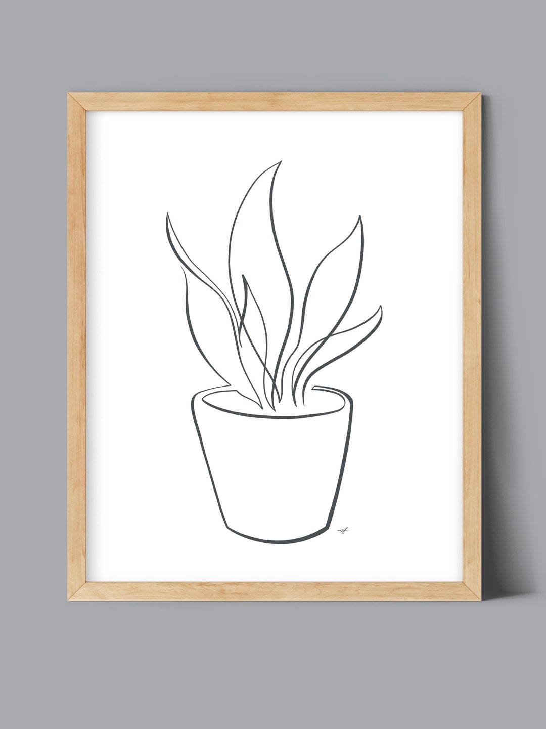 Snake Plant Laurent Potted Plant One Line Drawing, Digital Download - Etsy