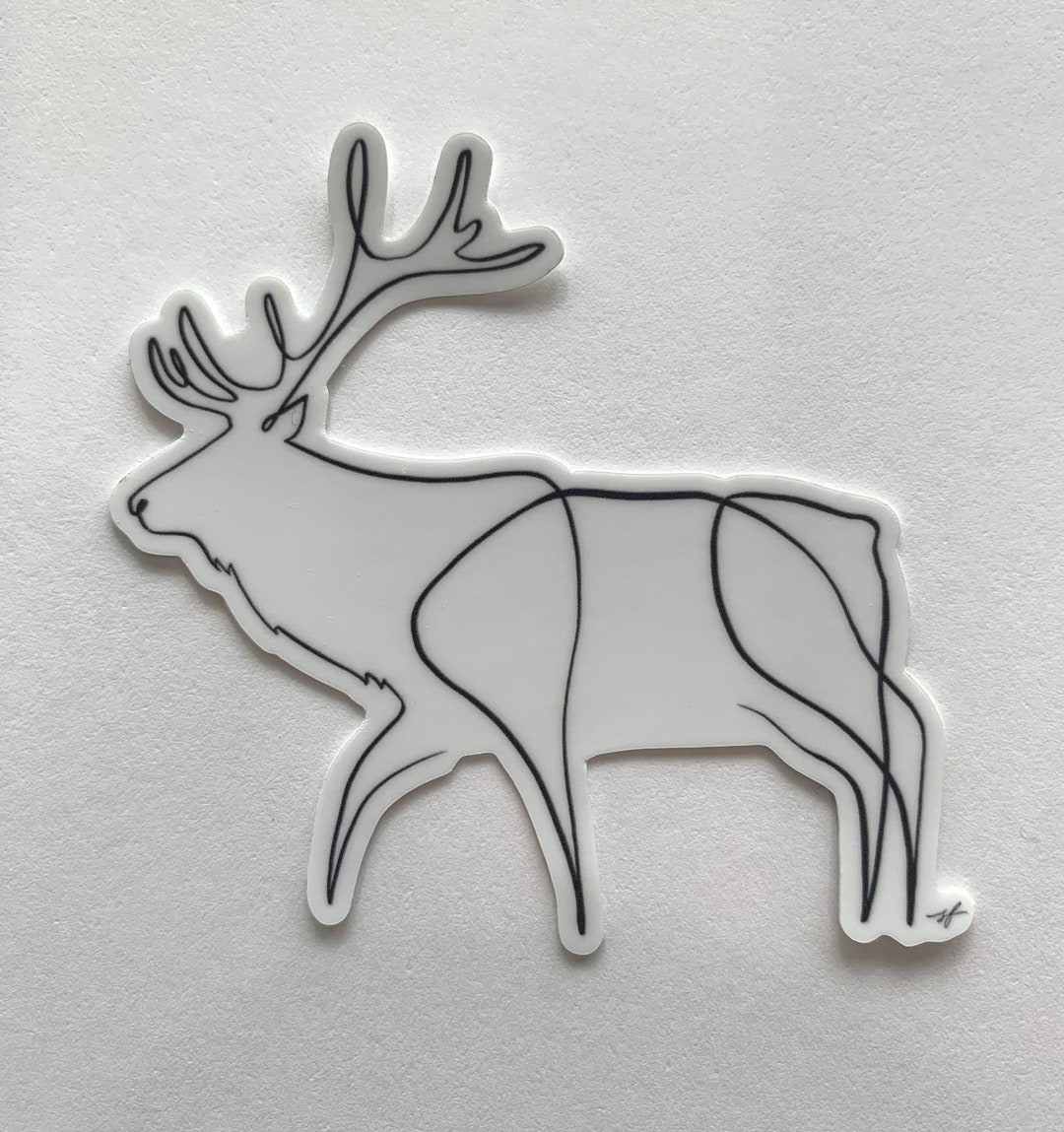 STICKER Elk One Line Drawing Waterproof Sticker - Etsy