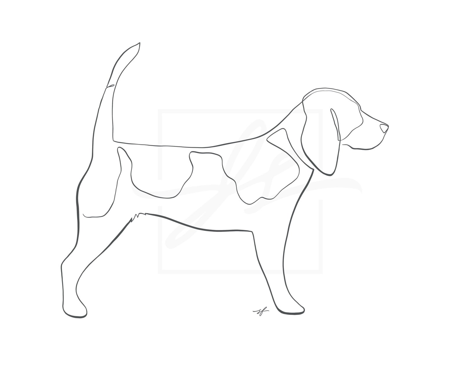 Beagle One Line Minimalist Drawing - Etsy