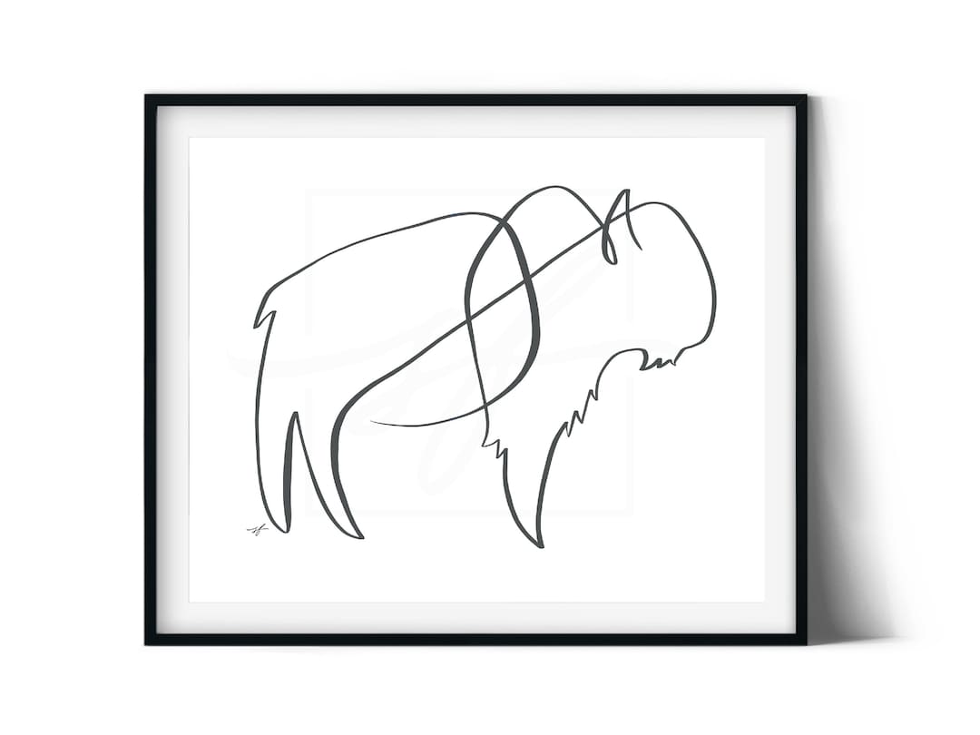 Minimalist Buffalo Line Drawing, Digital Download - Etsy