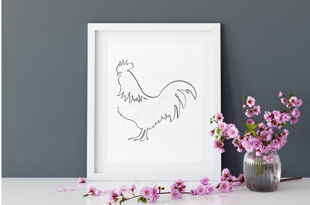 Minimalist Rooster Single Line Art, Digital Download - Etsy