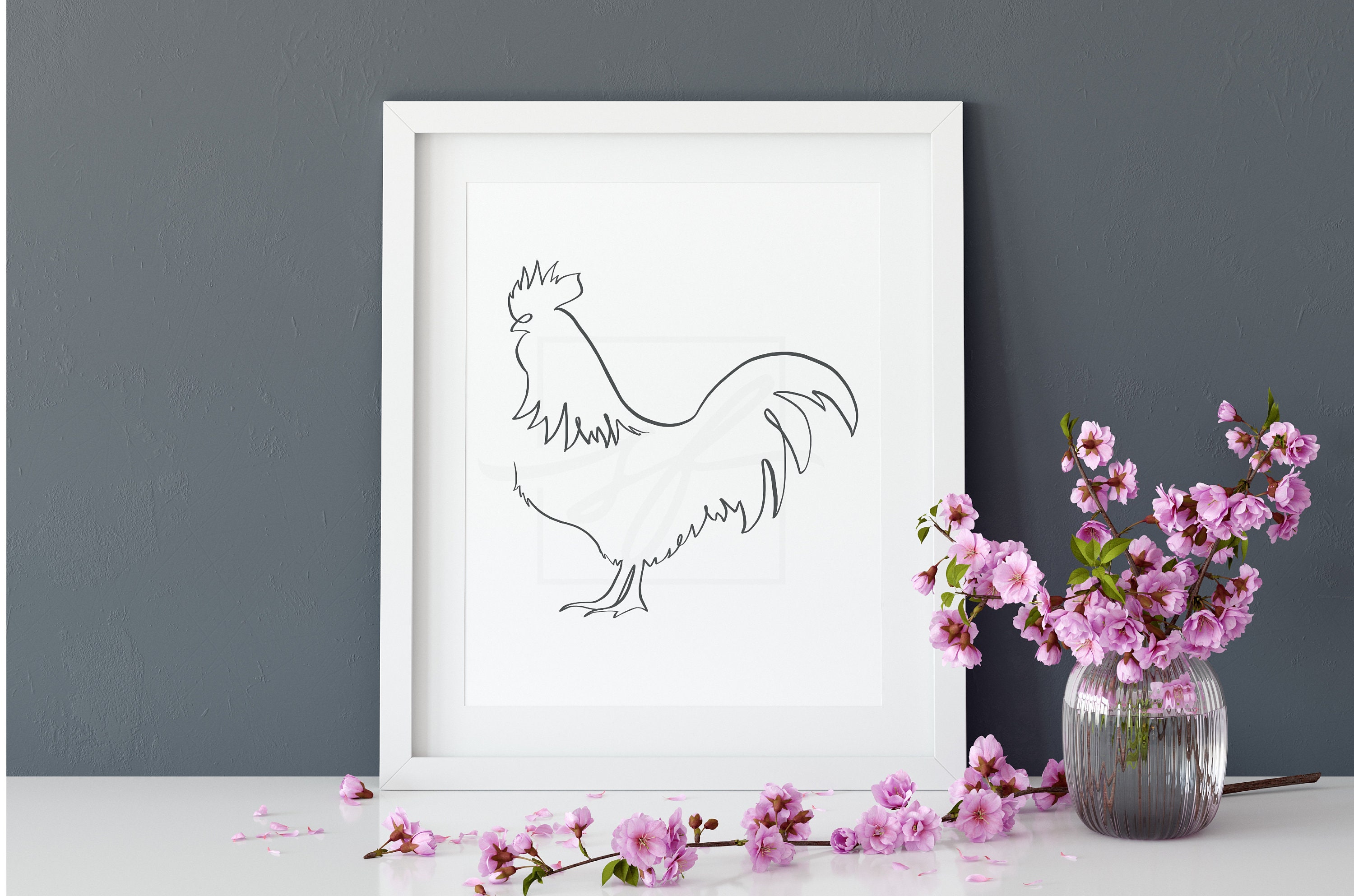 Minimalist Rooster Single Line Art, Digital Download - Etsy