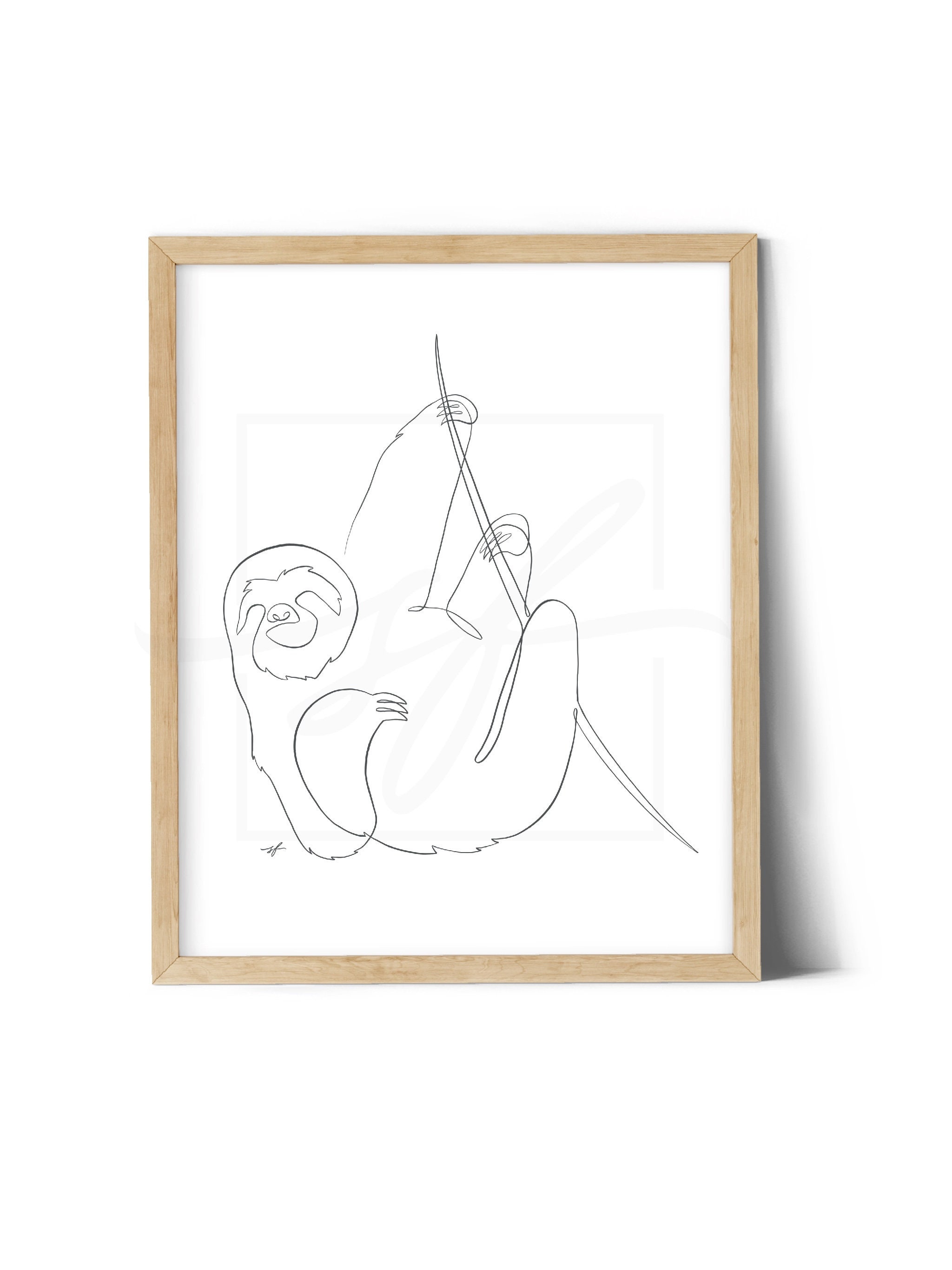 Minimalist Sloth one line drawing | Etsy