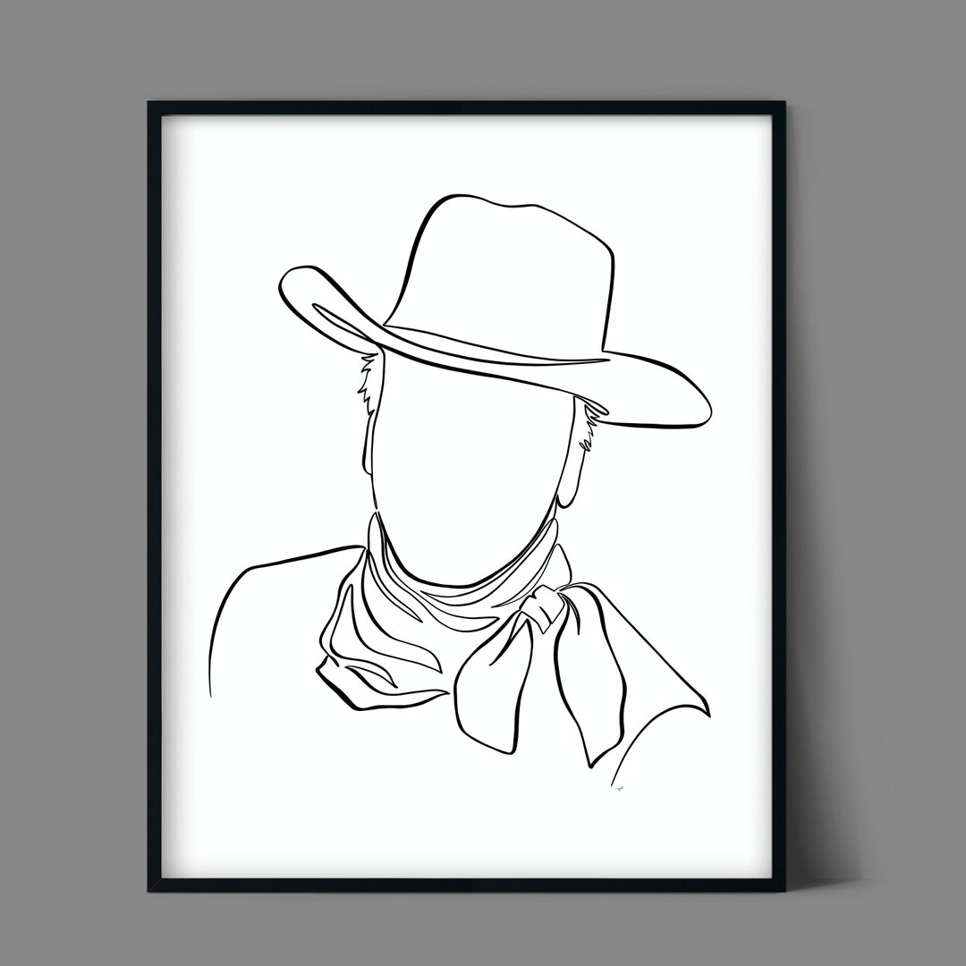 John Wayne One Line Drawing Digital Download - Etsy