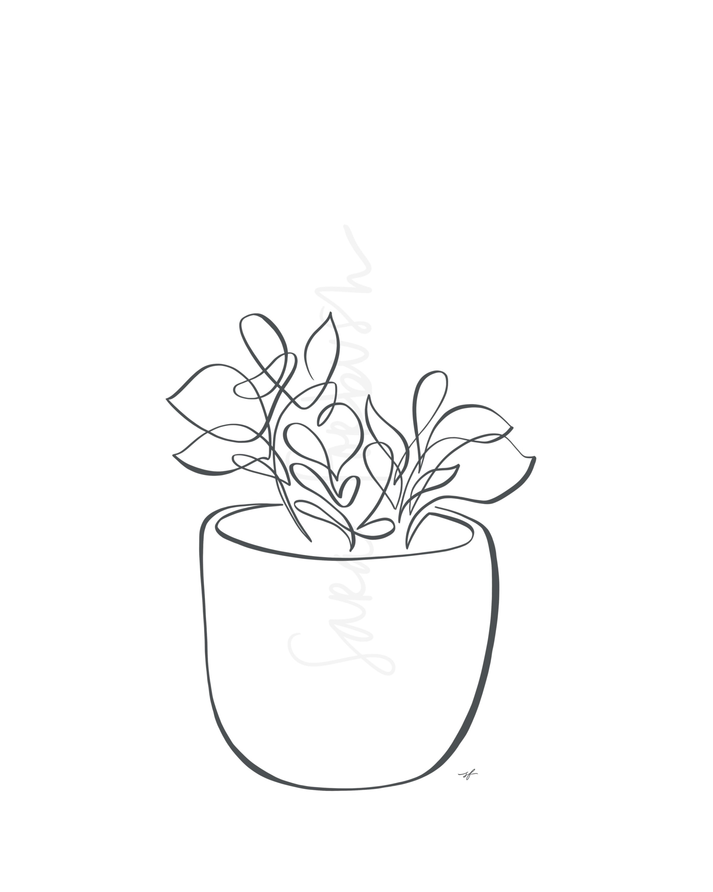 Weed Plant Outline Drawing