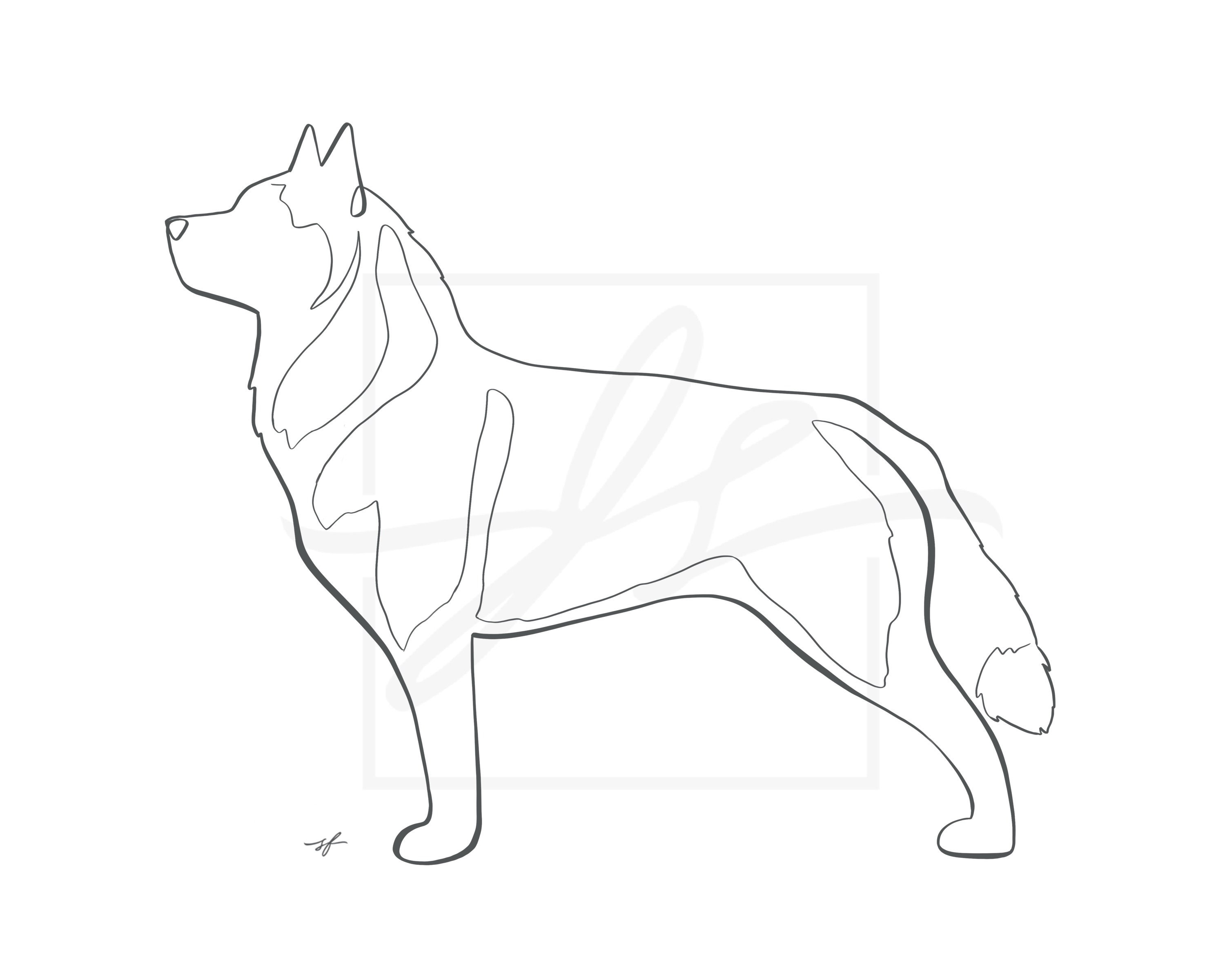 Husky Minimalist Continuous Line Drawing digital download | Etsy