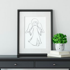 Angel Minimalist One Line Drawing, Digital Download - Etsy