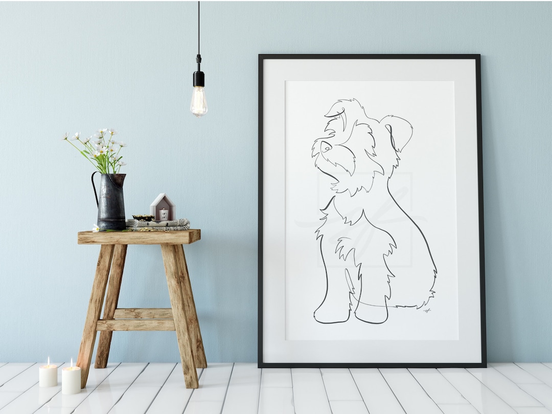 Yorkie Minimalist One Line Drawing - Etsy