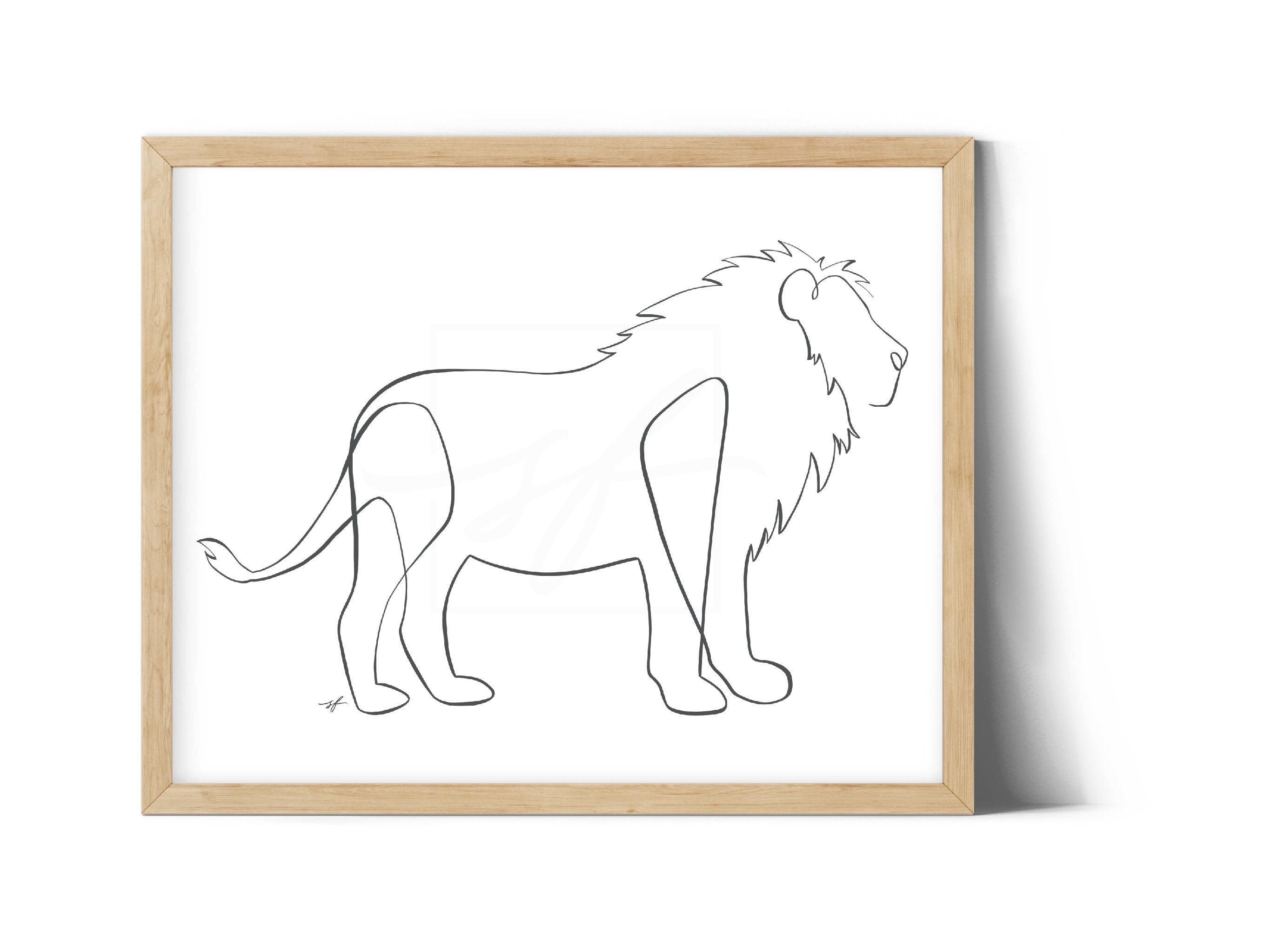 Minimalist Lion Single Line Art digital download | Etsy