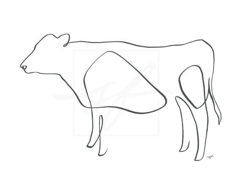 Minimalist Cow Single Line Art Digital Download | Etsy