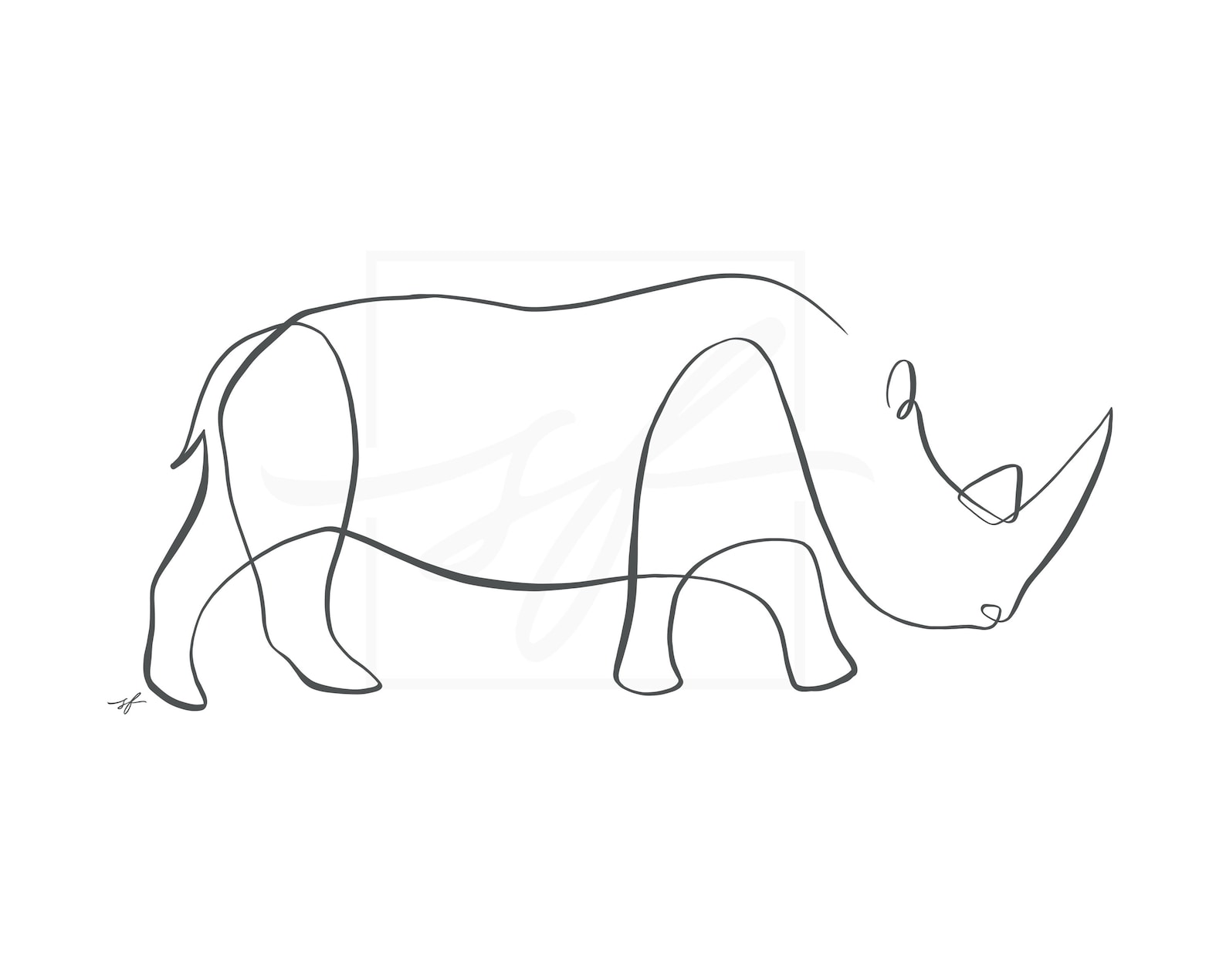 Minimalist Rhino Single Line Drawing Digital Download | Etsy UK