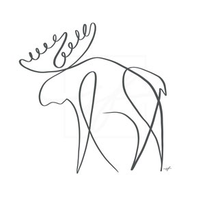 Minimalist Moose Line Drawing, Digital Download - Etsy