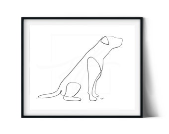 Labrador Retriever With Bandana One Line Drawing Print. Printable ...