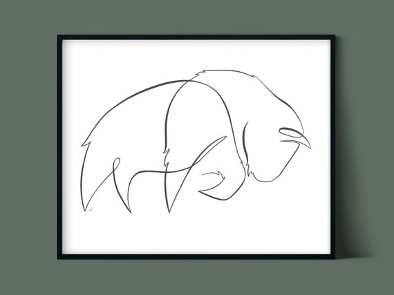 Charging Bison One Line Drawing Digital Download - Etsy