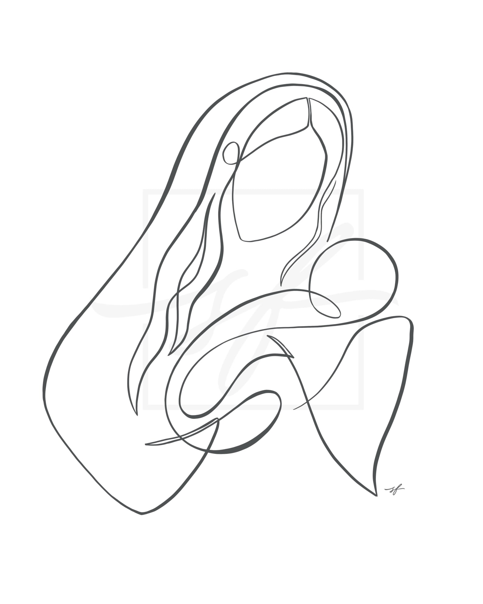 Mary and Baby Jesus Minimalist One Line Digital Download - Etsy