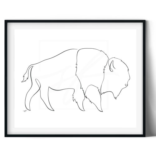 Buffalo Minimalist One Line Drawing Digital Download - Etsy