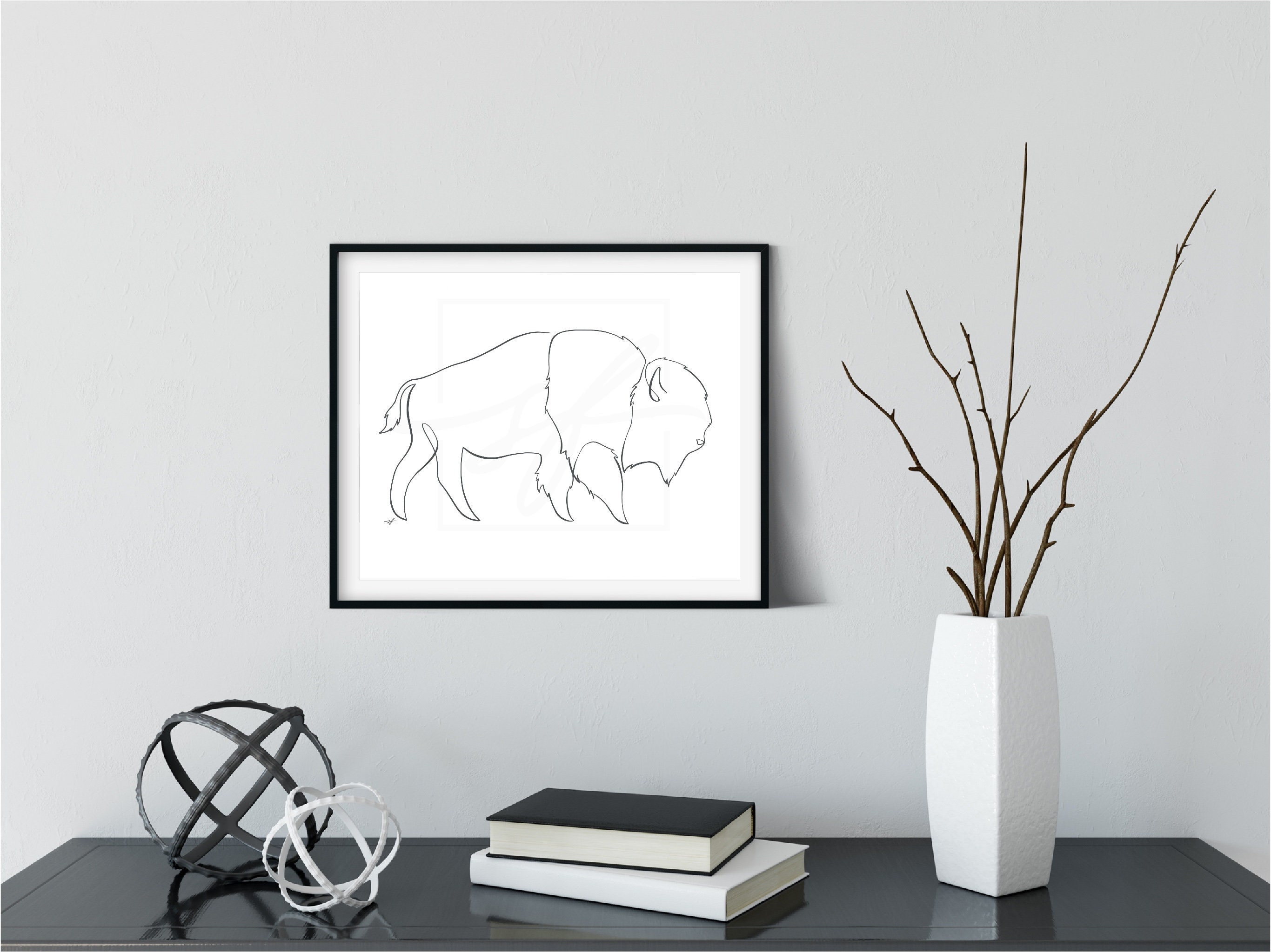 Buffalo Minimalist One Line Drawing, Digital Download - Etsy
