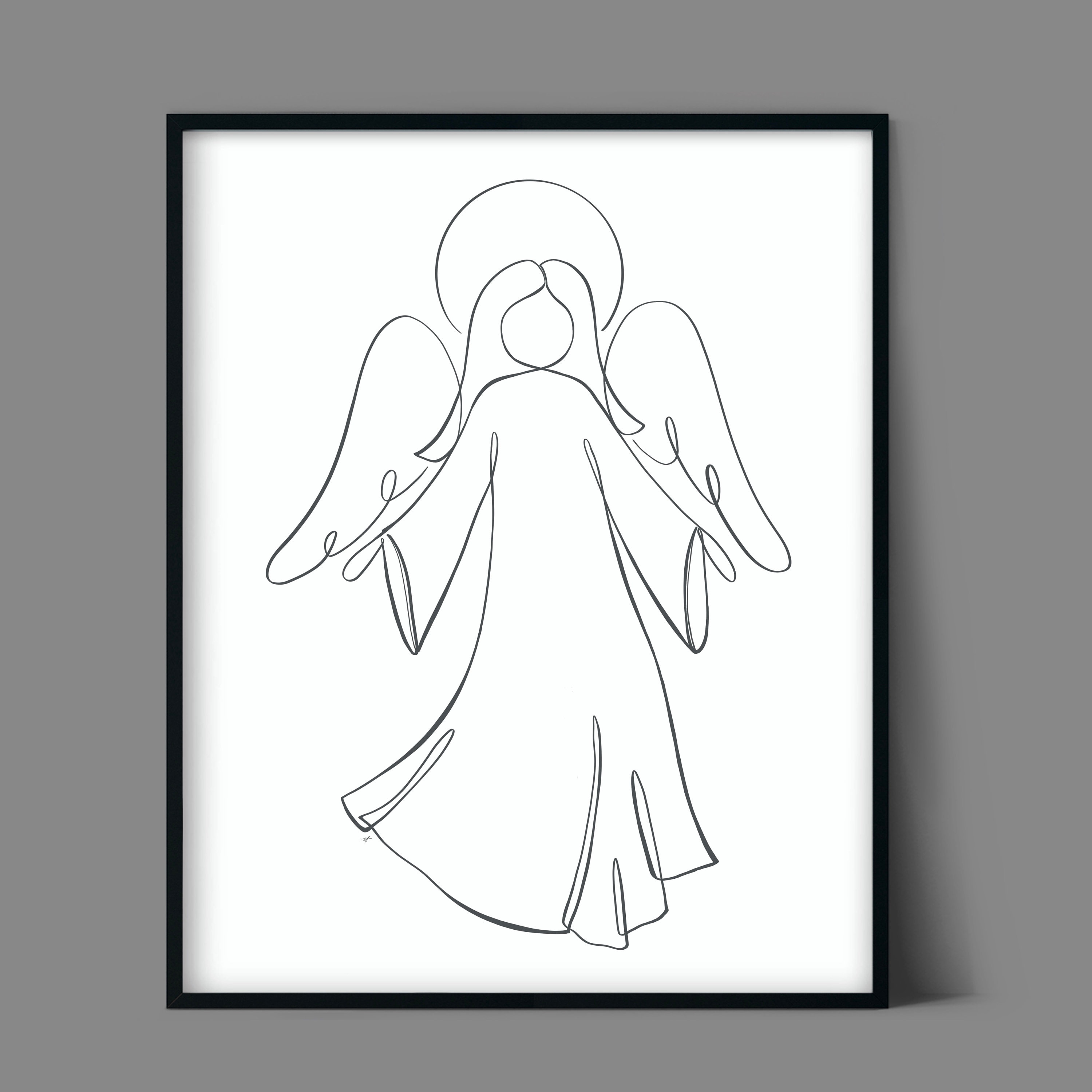 Simple Angel Outline Drawing