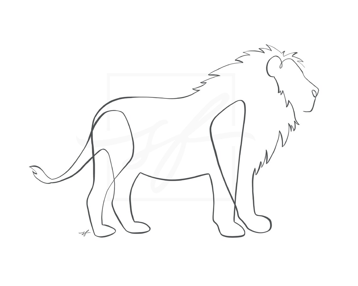 Minimalist Lion Single Line Art Digital Download | Etsy