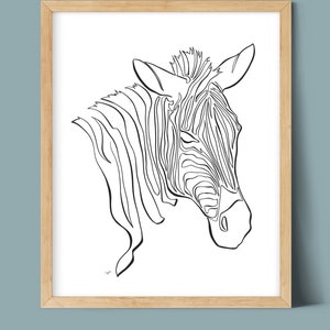 Zebra One Line Drawing, Digital Download - Etsy