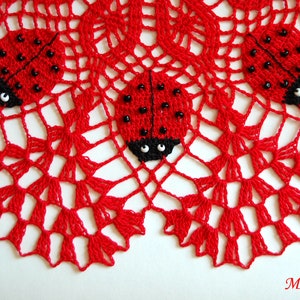 Crocheted Doily Ladybug Lady Bug Ladybird Lady Bird Red Doily Round ...