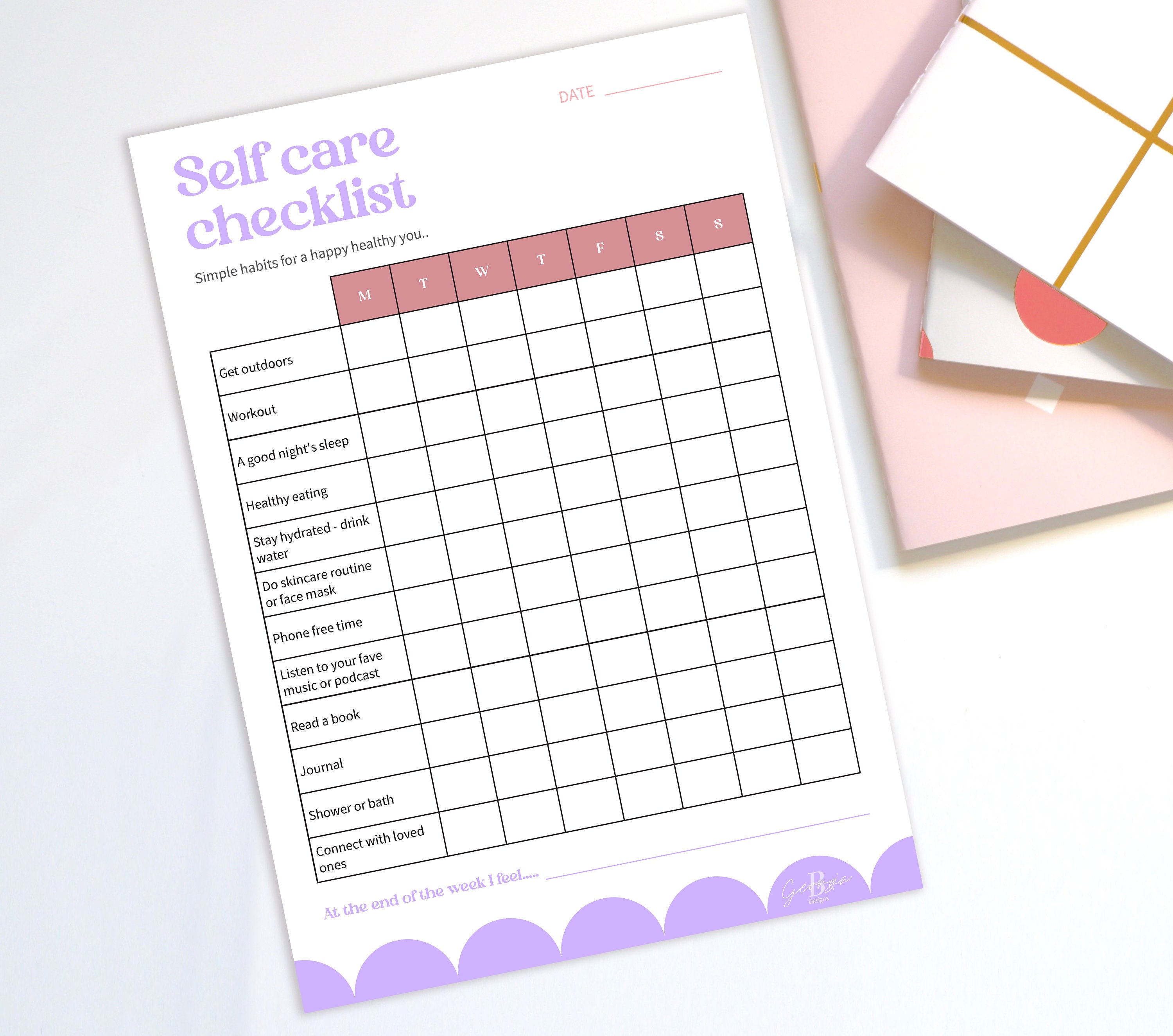 Self Care Checklist, Self Care Weekly Plan, Self Care Weekly Journal ...