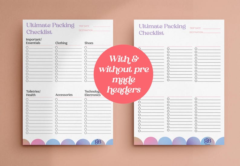 Holiday Packing Checklist, Digital Printable Checklist, Printable ...