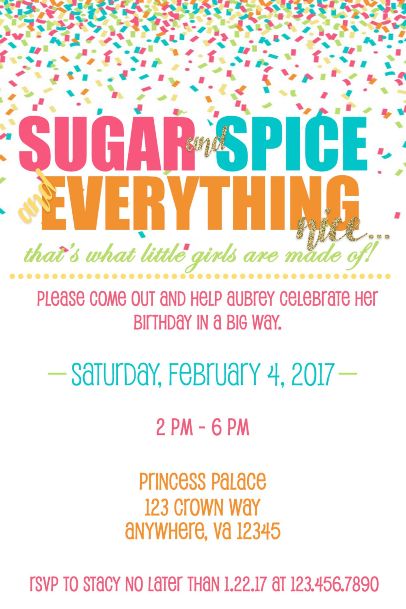 Sugar and Spice Birthday Invitation// Kids Birthday// Kids Party ...
