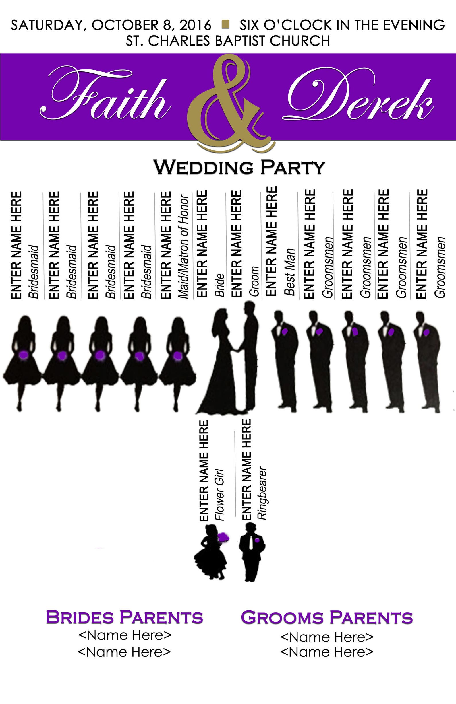 Silhouette Lineup Program// Wedding Program// Silhouette - Etsy