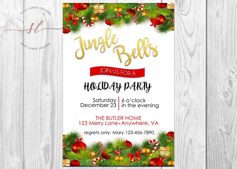 Jingle Bells Holiday Invitation - Etsy