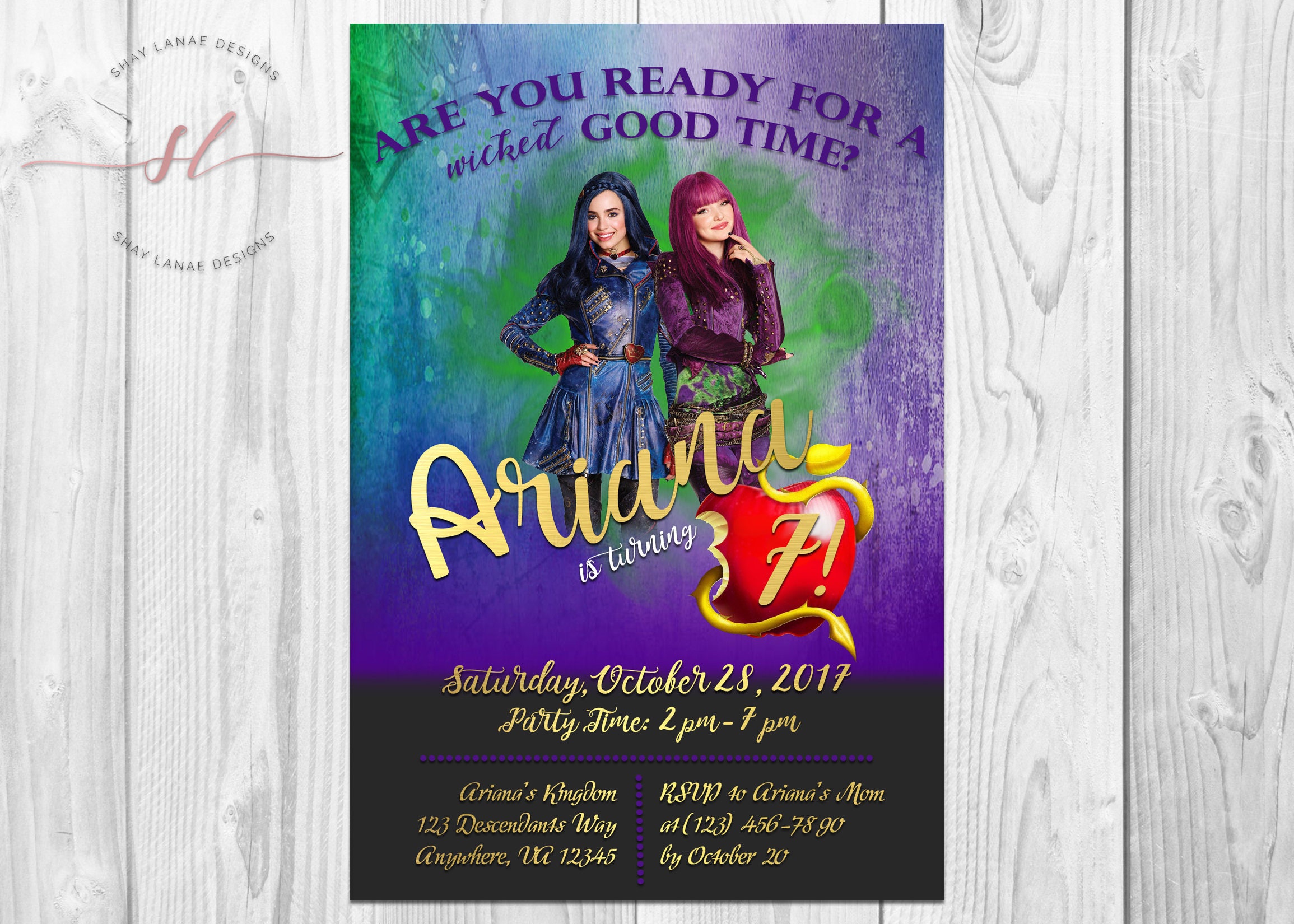 Descendants Party Invitation// Descendants Theme// Kids | Etsy